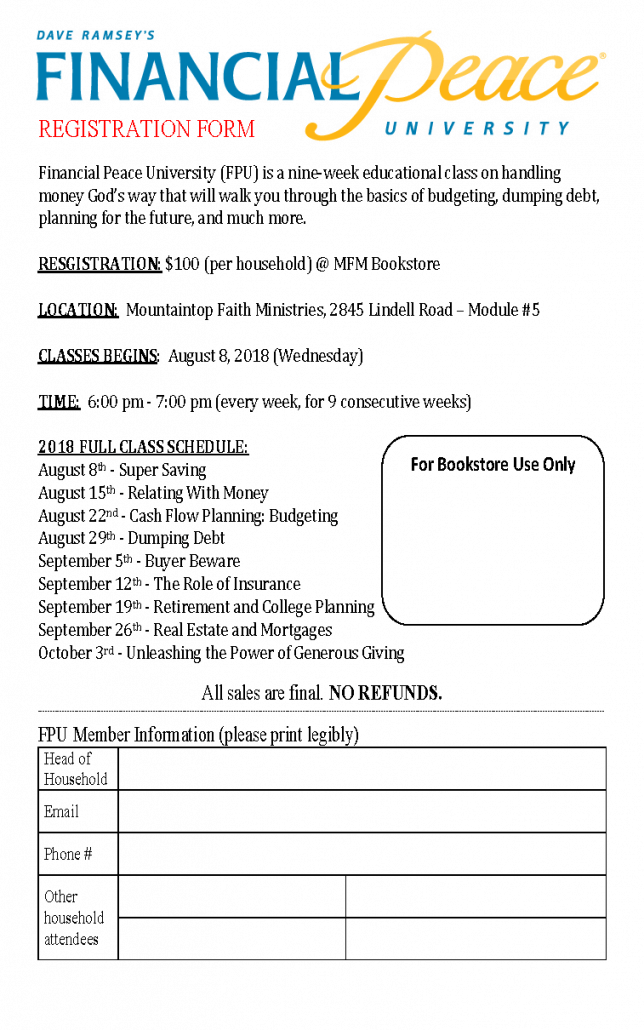 Financial Peace University - Mountaintop Faith Ministries