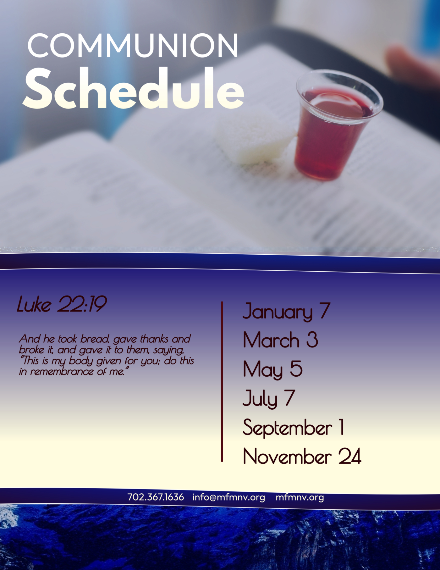 communion schedule - Mountaintop Faith Ministries