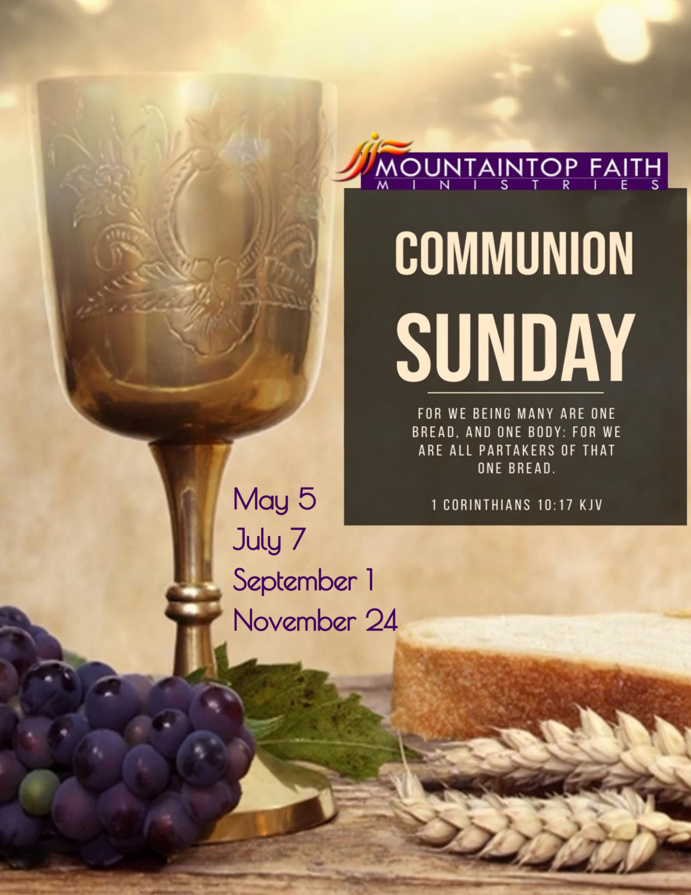 Communion Schedule - Mountaintop Faith Ministries